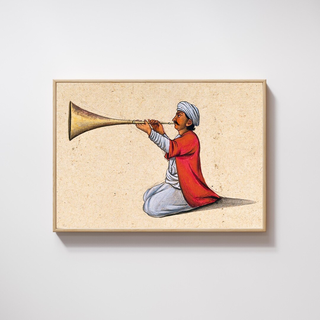 Vintage Indian Musician Gouache Art Print: Music Room Decor - Etsy