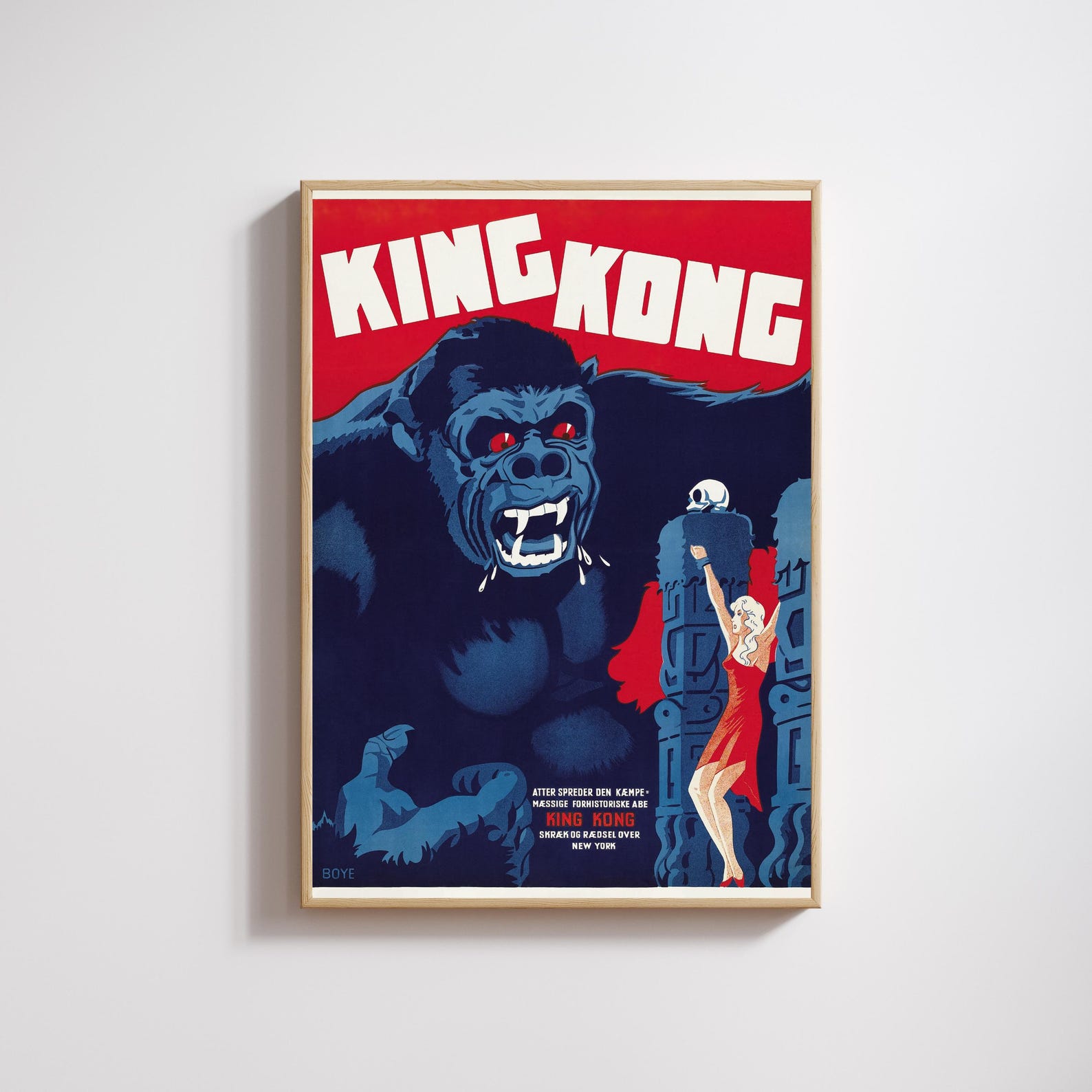 Vintage King Kong 1933 Danish Movie Poster | Classic Film Art | Retro ...