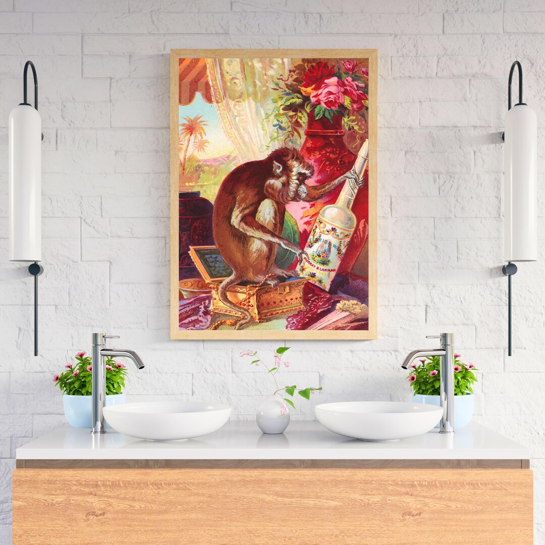 Vintage Monkey Perfume Ad Print: Whimsical Tropical Bathroom Decor - Etsy
