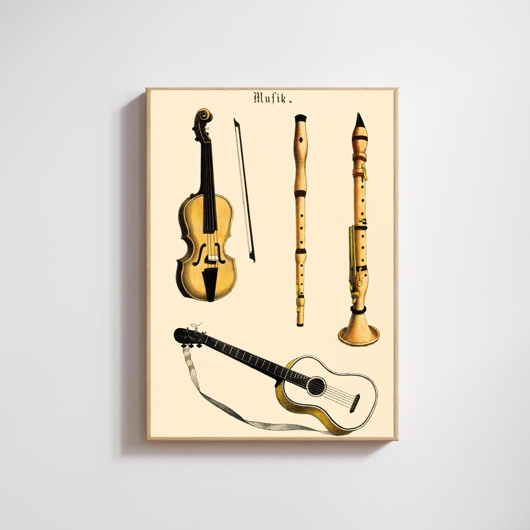 Vintage Musical Instrument Illustration Poster | Danish Musik ...