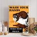 Funny Hand Washing Sign | Wash Your Hands Vintage Animal Print | Quirky ...