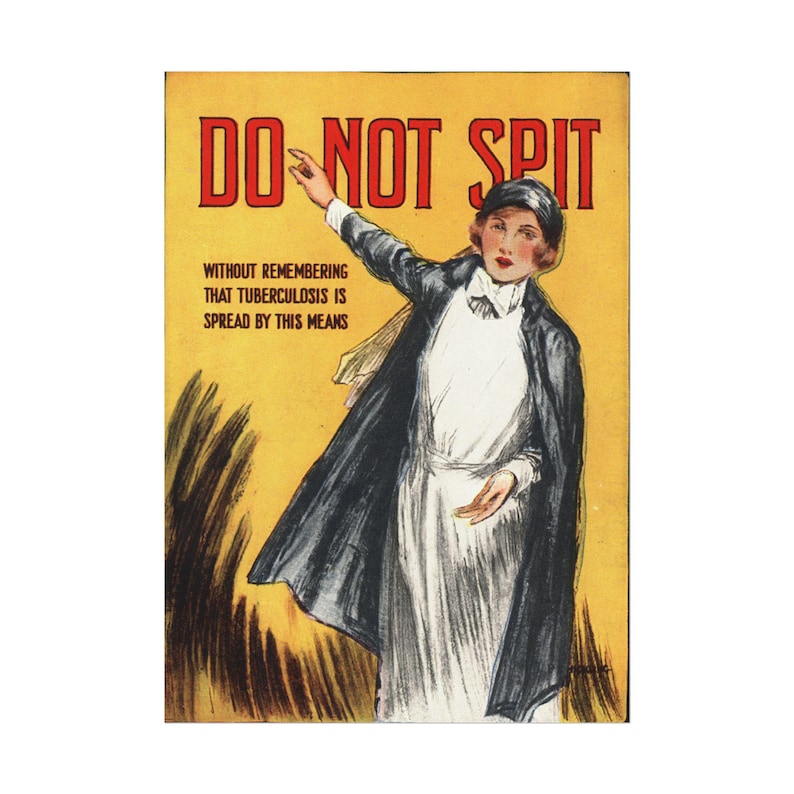Vintage DO NOT SPIT Poster | Disease Awareness Art | Nurse Illustration ...