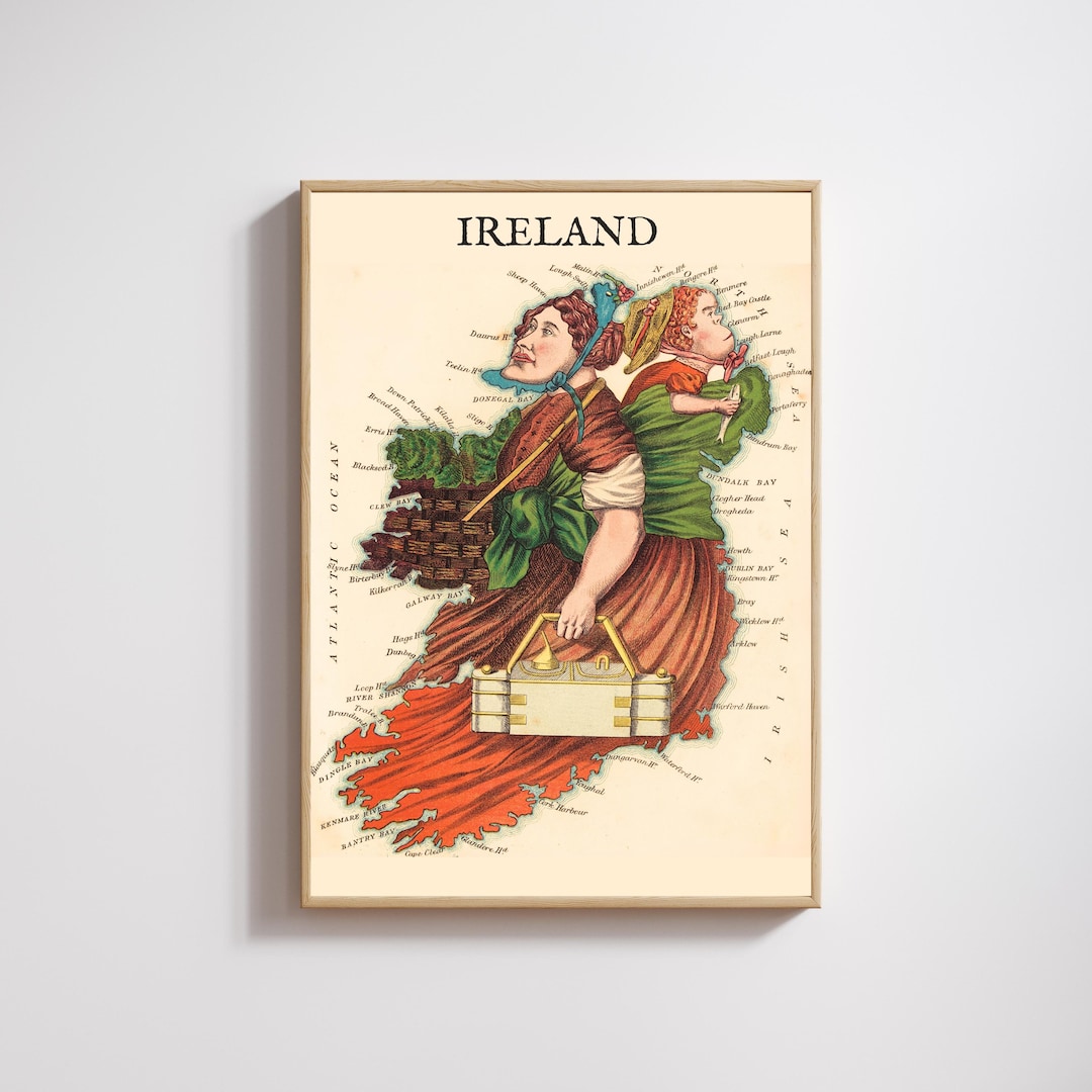 Vintage Ireland Map Art Print | Irish Heritage Decor | Vintage Irish ...