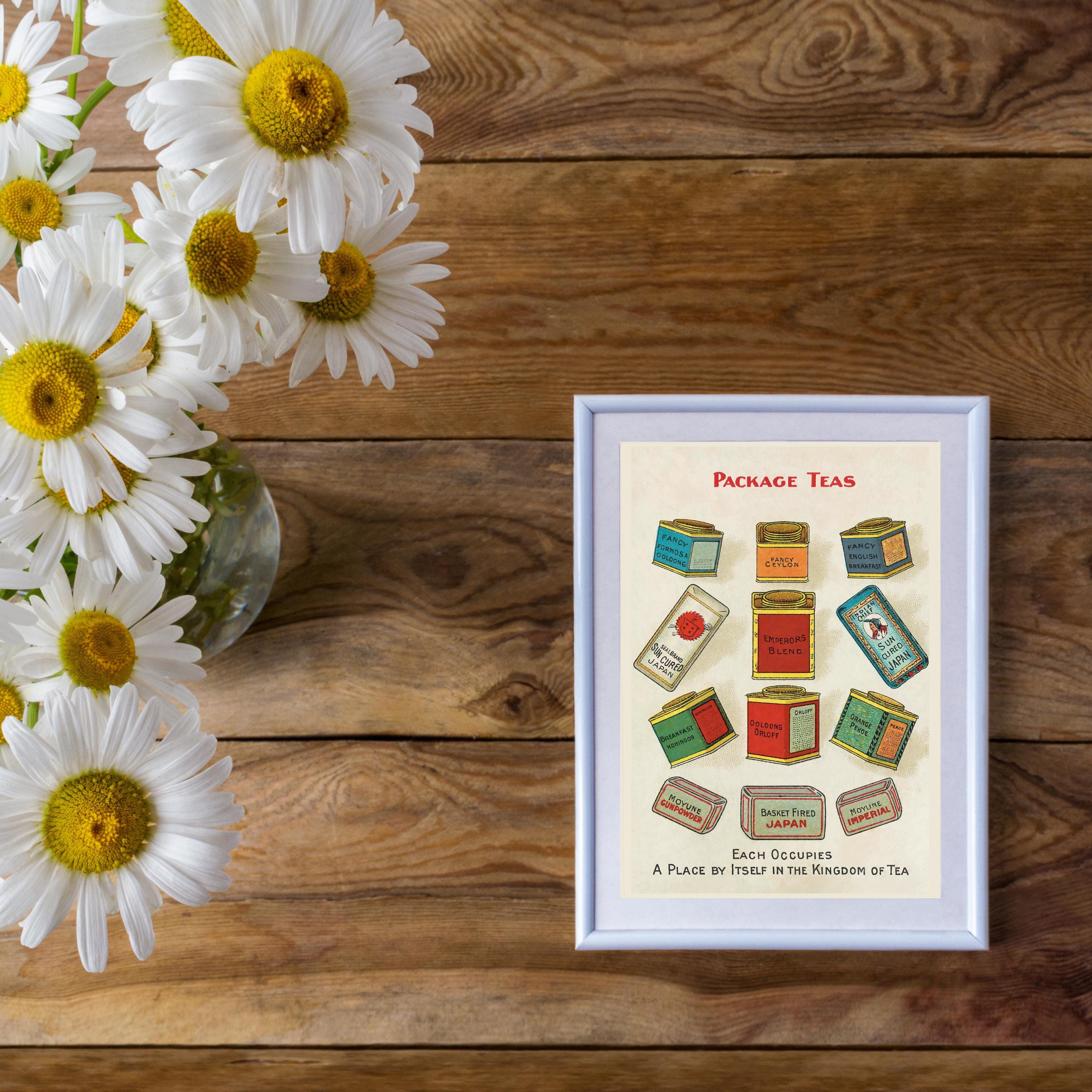 Vintage Tea Tins Poster: Colorful Tea Varieties Art Print - Etsy