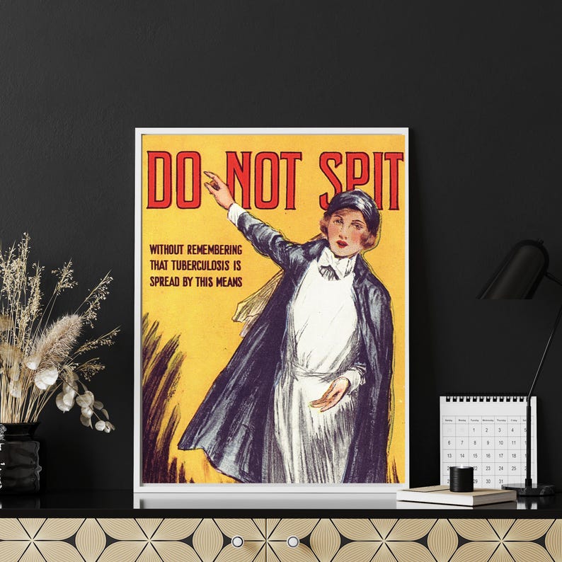 Vintage DO NOT SPIT Poster | Disease Awareness Art | Nurse Illustration ...