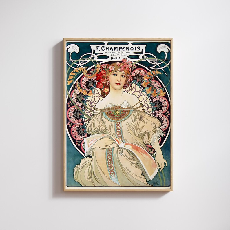 Alphonse Mucha Art Nouveau Poster: Vintage Feminine Wall Art - Etsy