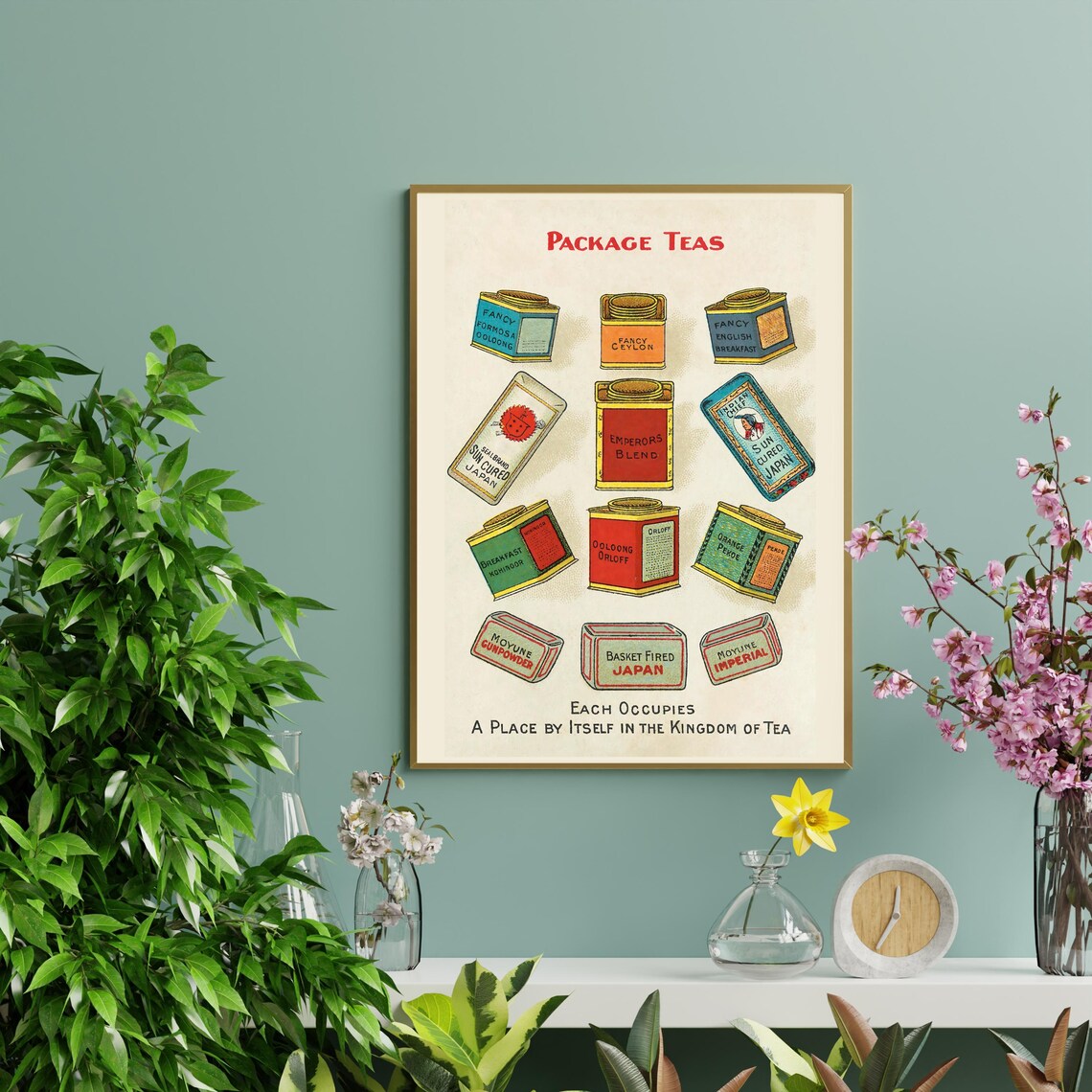 Vintage Tea Tins Poster: Colorful Tea Varieties Art Print - Etsy