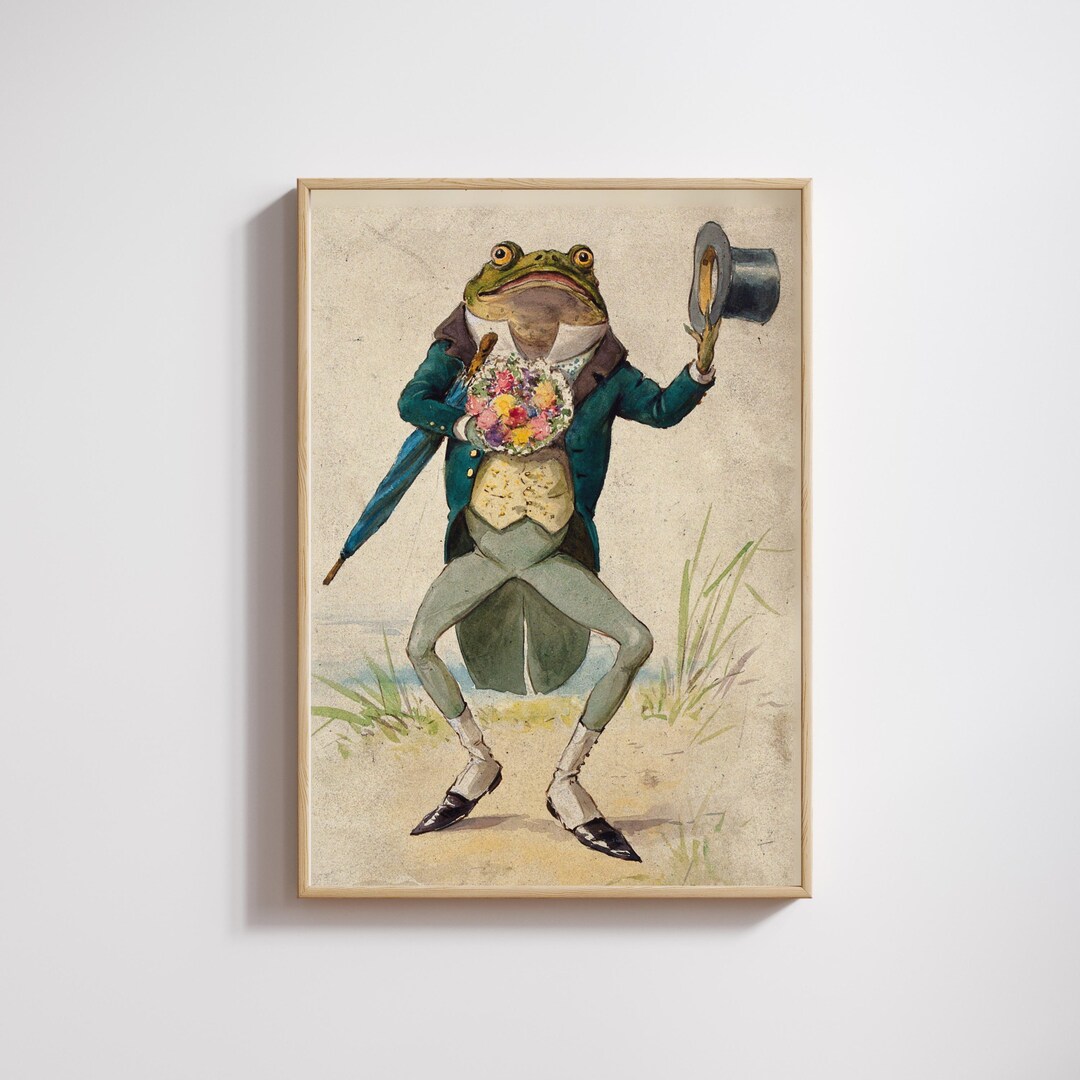 Vintage Gentleman Frog Print: Whimsical Watercolor Art Poster - Etsy