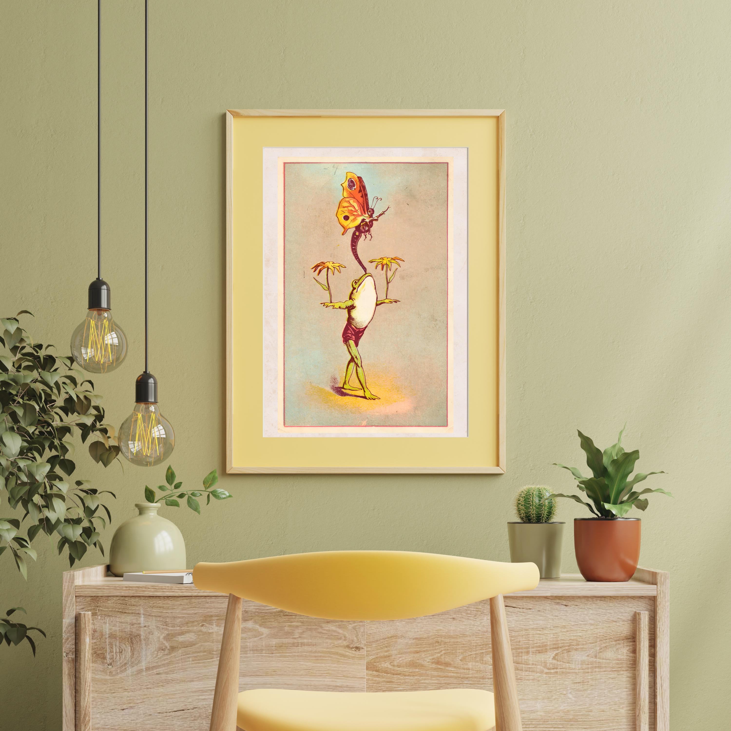 Vintage Acrobat Frog and Butterfly Print | Wheeler & Wilson Sewing ...