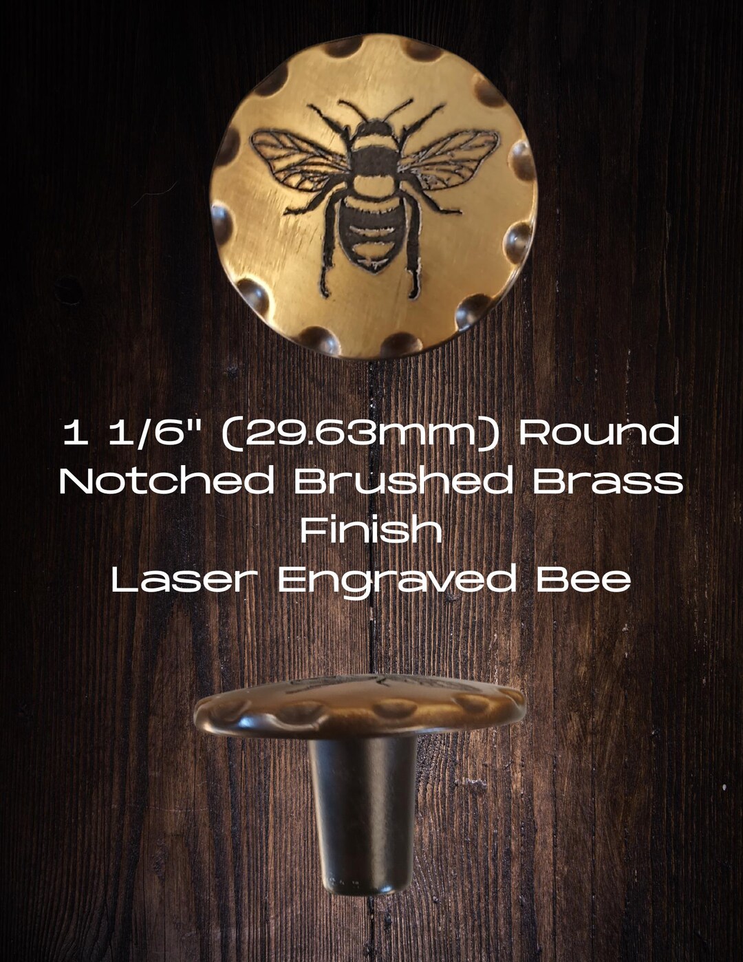 Laser Engraved Cabinet Drawer Knob Pull Hardware Round Brushed Brass ...