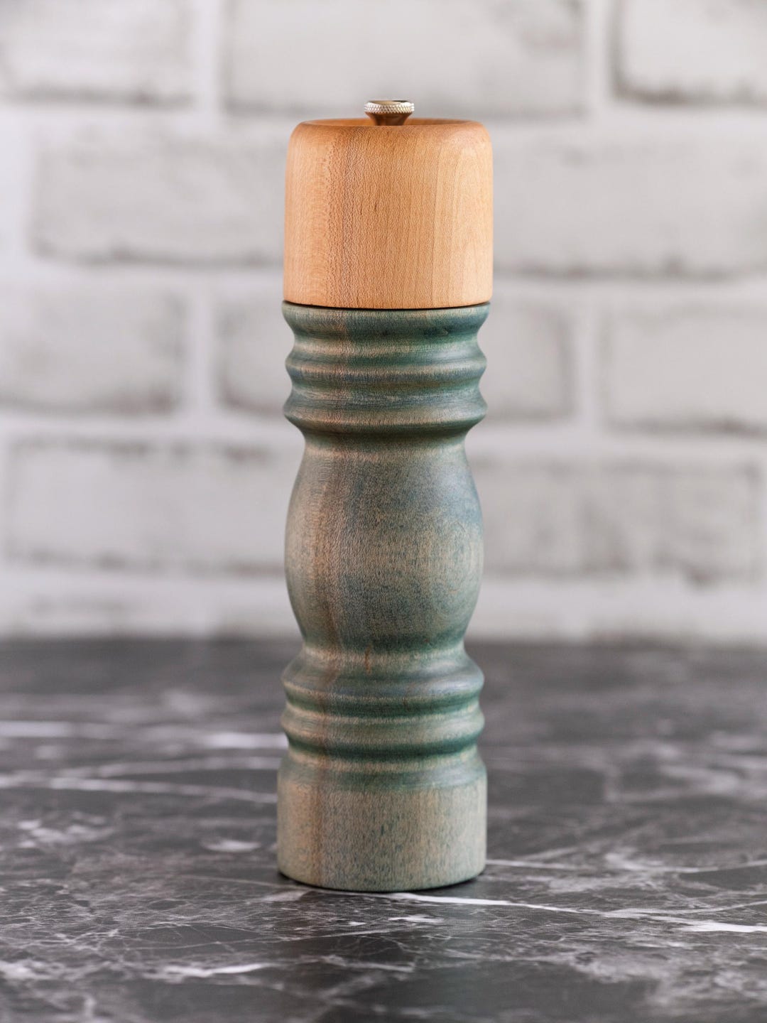 8.5" Handmade Maple Wood Pepper Mill: Blue Finish, Chef-grade Grinder ...