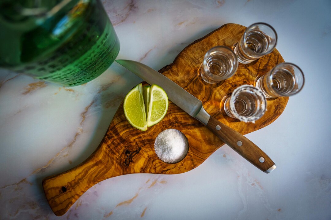 Olivewood Tasting Tray for Your Favorite Spirits - Tequila Vodka Gin ...