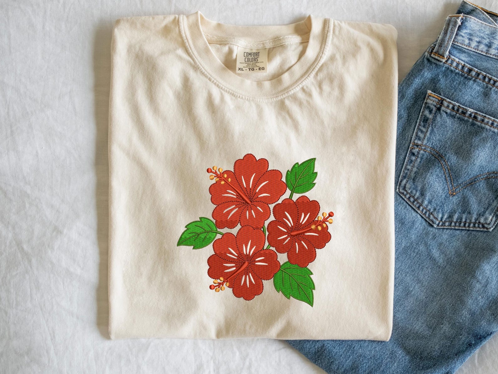 4 Size Hibiscus Embroidery Design, Flower Embroidery Design, Hibiscus ...