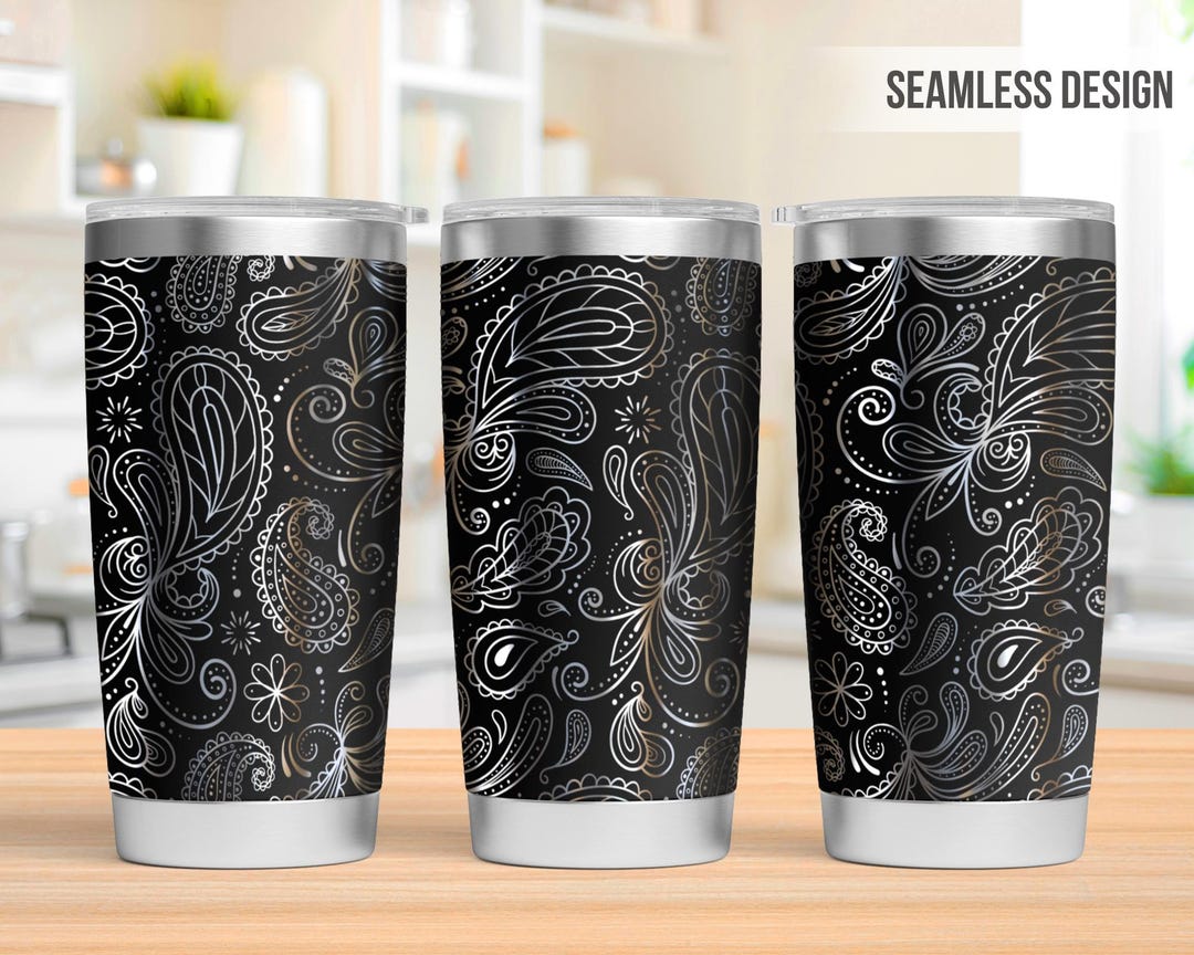 Floral Paisley 20oz Tumbler Laser Engraving Wrap, Paisley Motif Tumbler ...