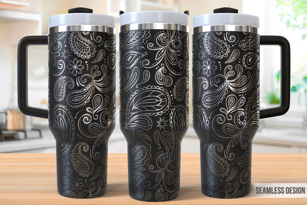Floral Paisley 40oz Tumbler Laser Engraving Wrap, Paisley Motif Tumbler ...