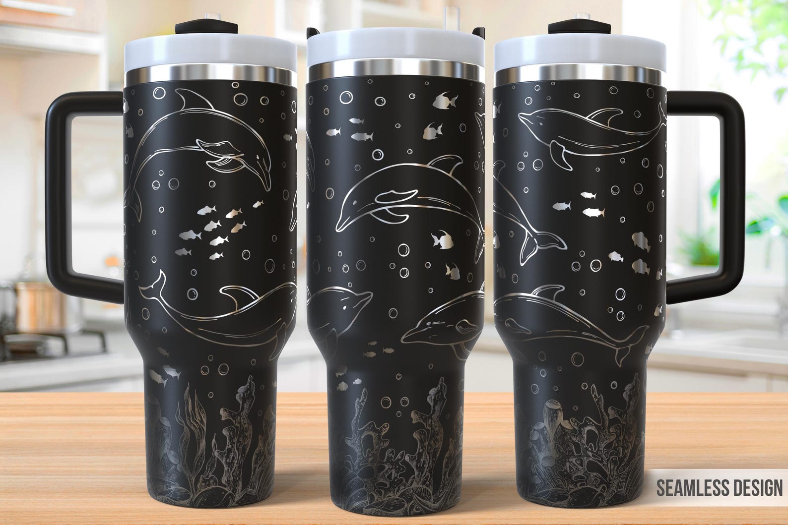 Dolphin 40oz Tumbler Laser Engraving Wrap, Ocean Tumbler Laser Svg ...