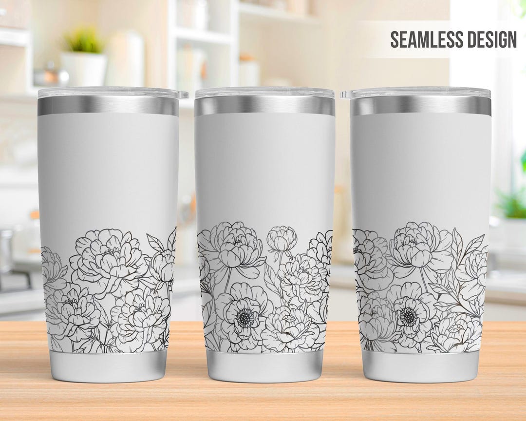 Peonies Flower 20oz Tumbler Laser Engraving Wrap, Blooming Peonies ...