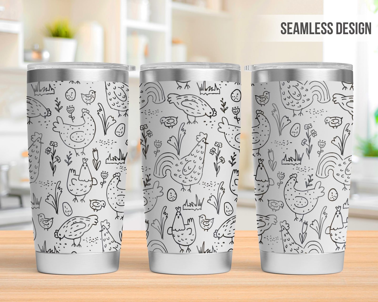 Cute Chickens 20oz Tumbler Laser Engraving Wrap, Chicken Tumbler Laser ...