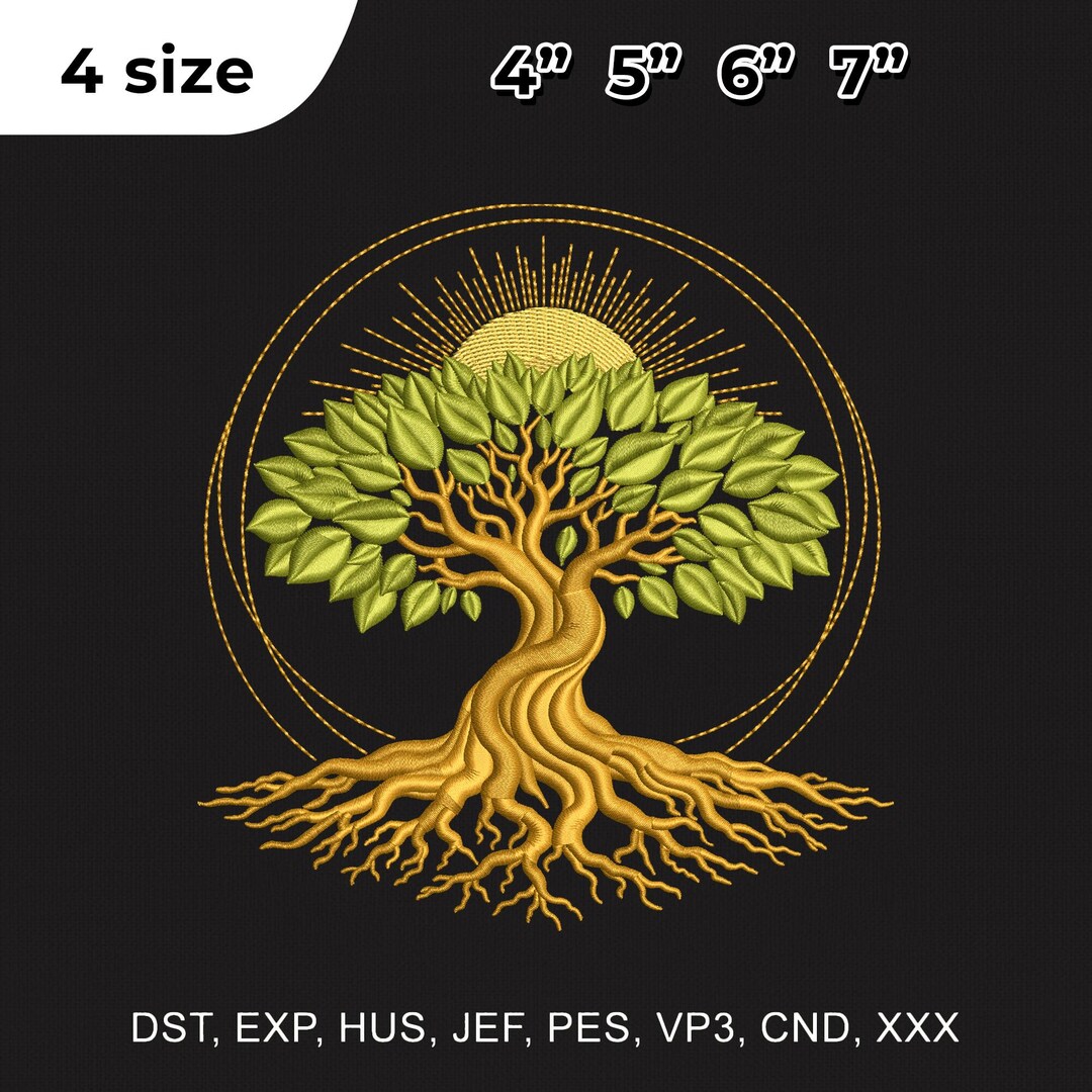 4 Size Tree of Life Embroidery Design, Tree of Life Pes Design, Tree of ...
