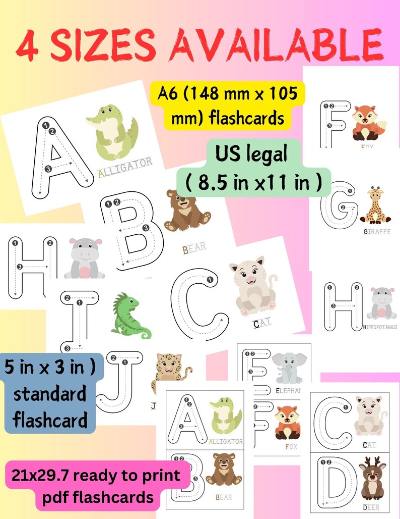 Animal Alphabet Tracing Flashcards - Educational & Fun Learning Tool ...