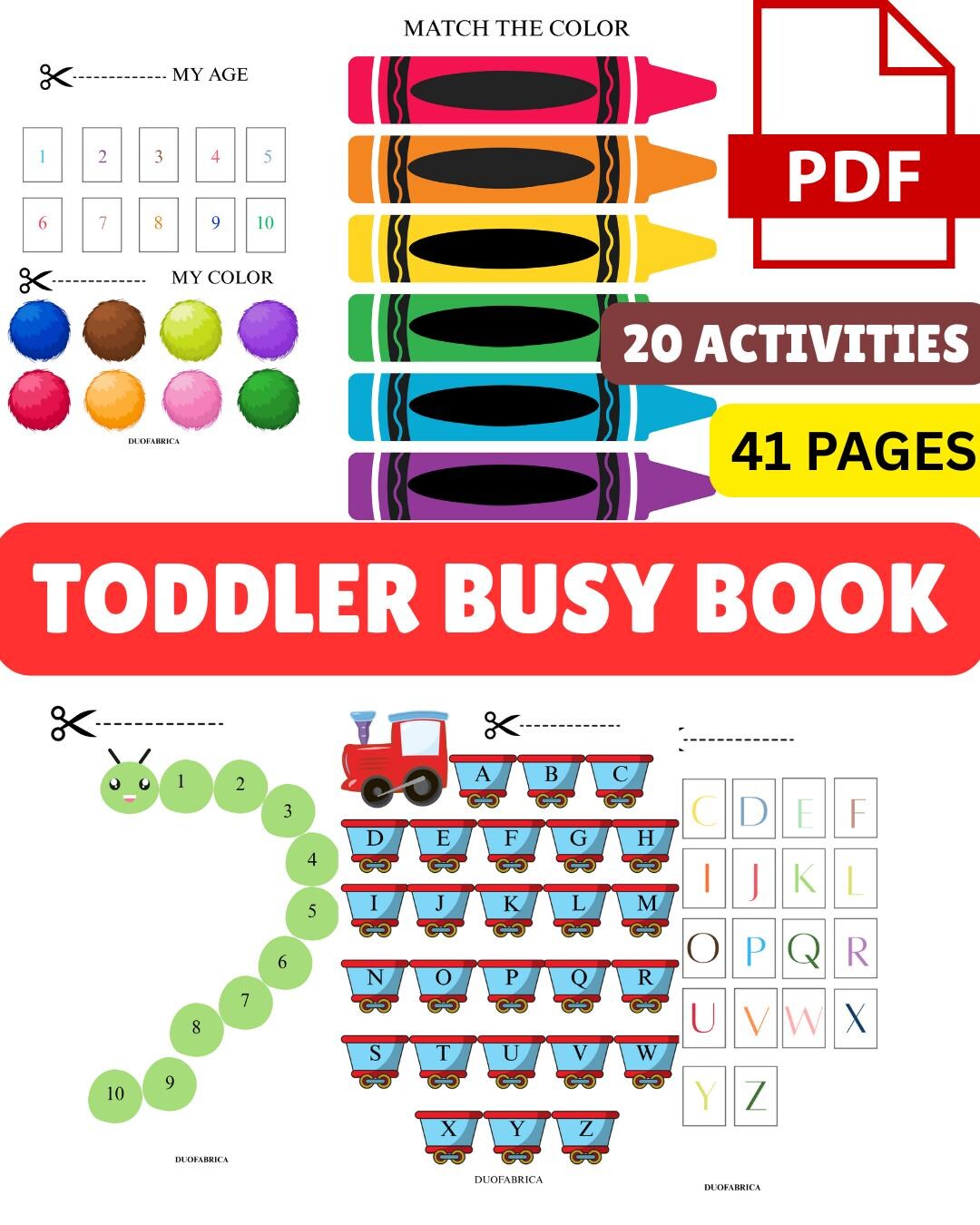 Busy Toddler Printable Book | 41 Pages & 20 Activities | Educational ...