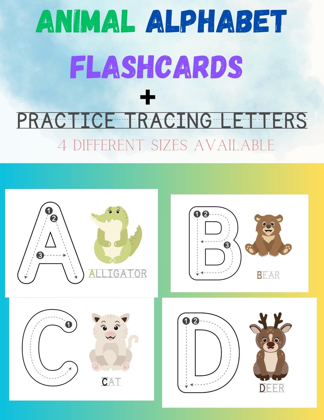 Animal Alphabet Tracing Flashcards - Educational & Fun Learning Tool ...