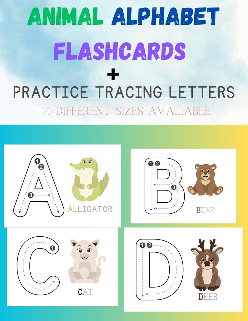 Animal Alphabet Tracing Flashcards - Educational & Fun Learning Tool ...