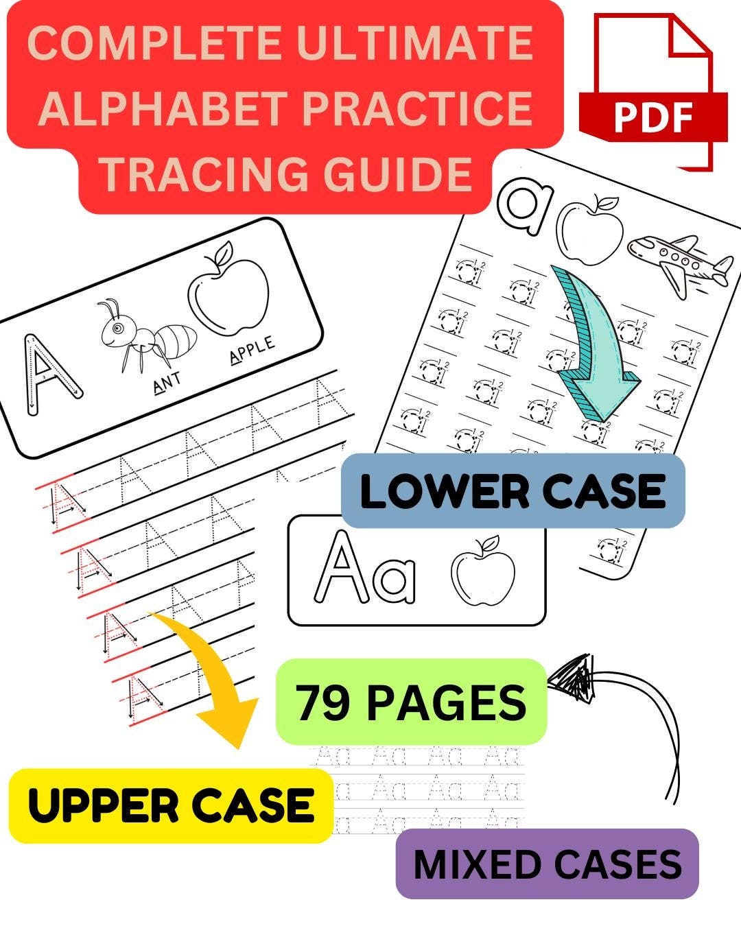 Complete BUNDLE Alphabet Tracing Guide for Toddlers –printable Coloring ...