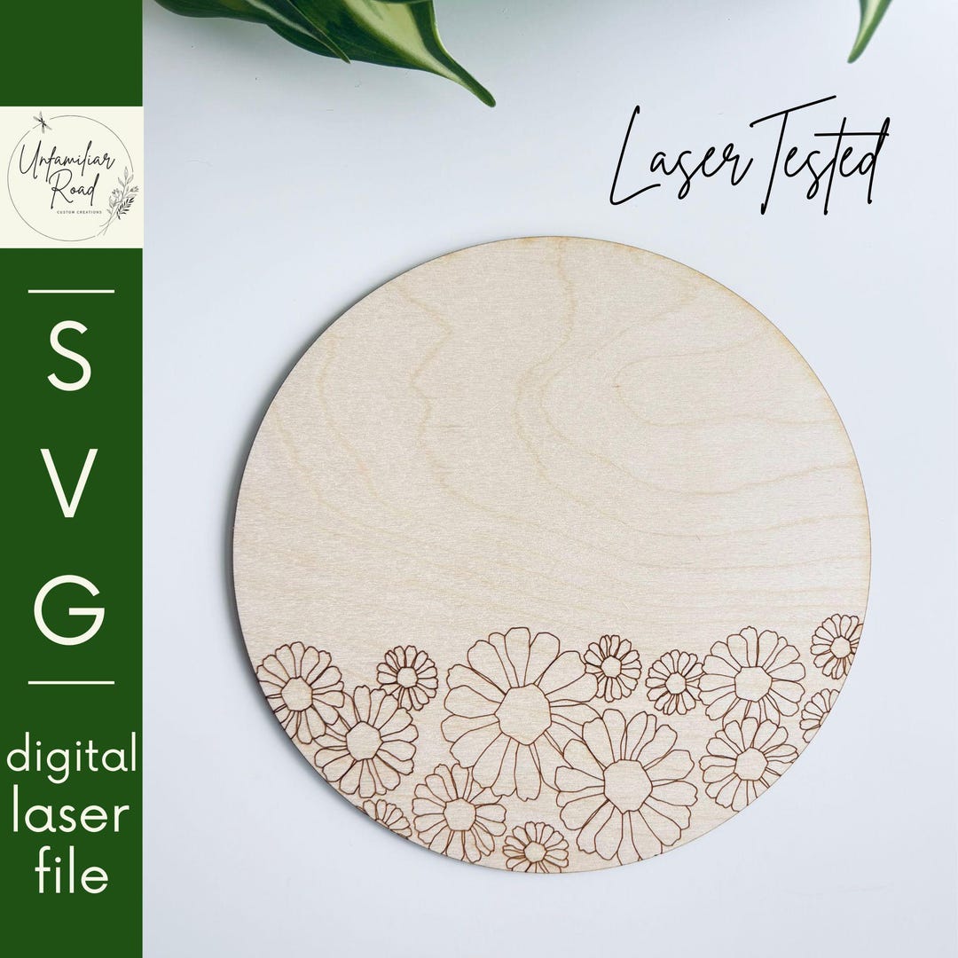 Flower Half Patterned Round SVG File for Laser Cutting - Etsy