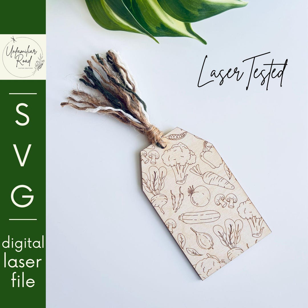 Vegetable Patterned Tag SVG File for Laser Cutting - Etsy