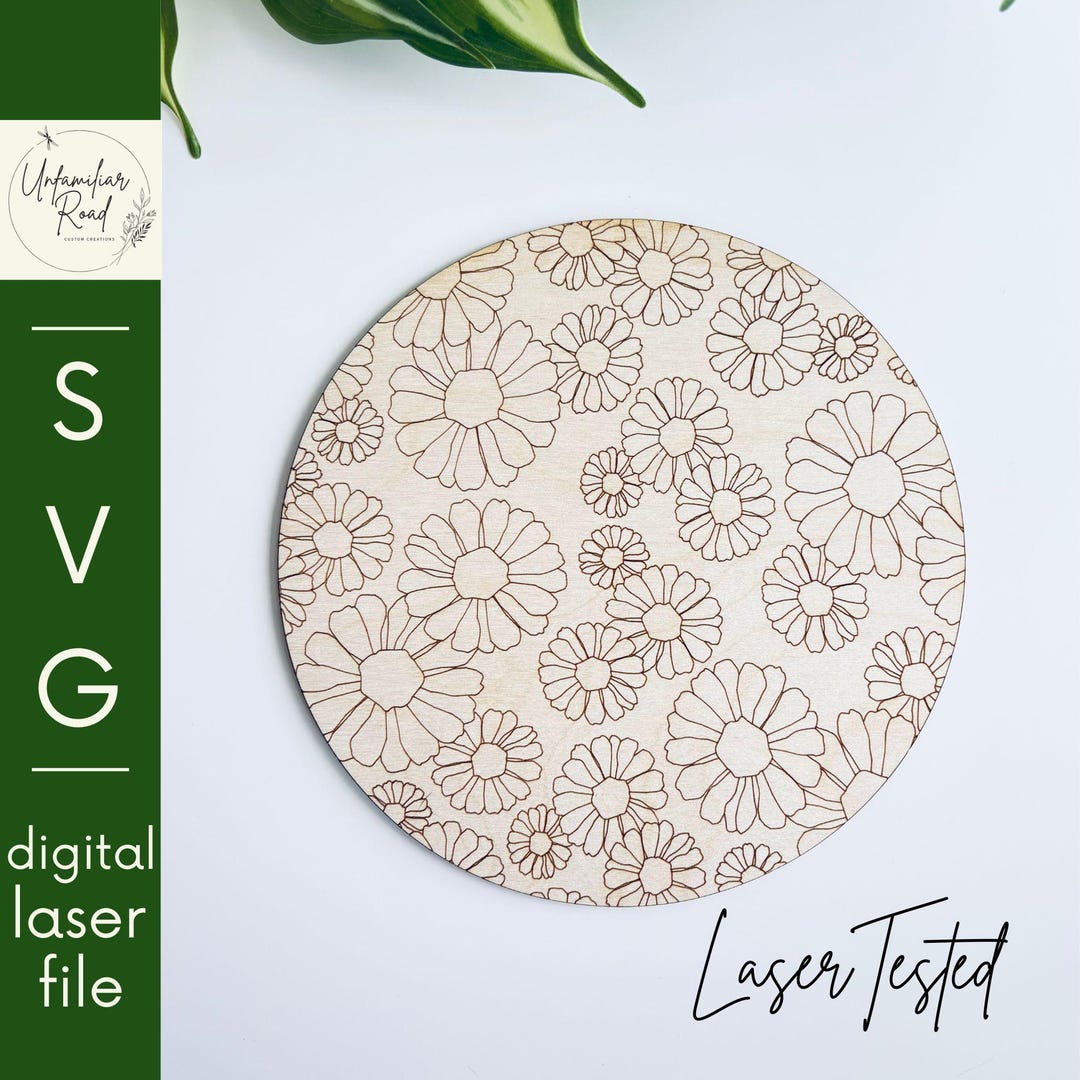 Flower Patterned Round SVG File for Laser Cutting - Etsy