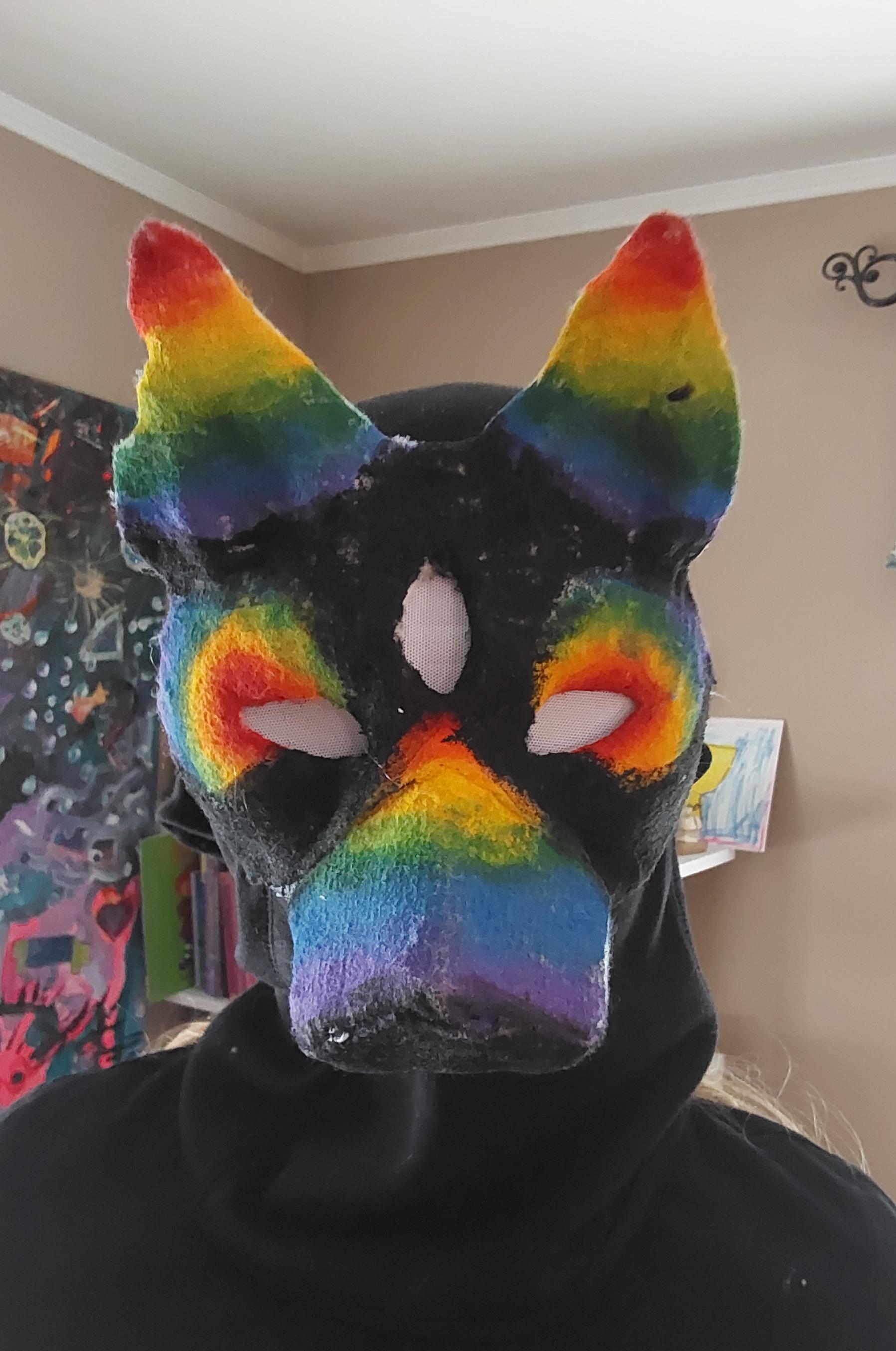 Fully Lined Black and Rainbow Therian Dog Mask - Etsy