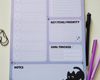 A5 Daily Quest Planner Tear off To-do List - RPG Adventure Theme ...