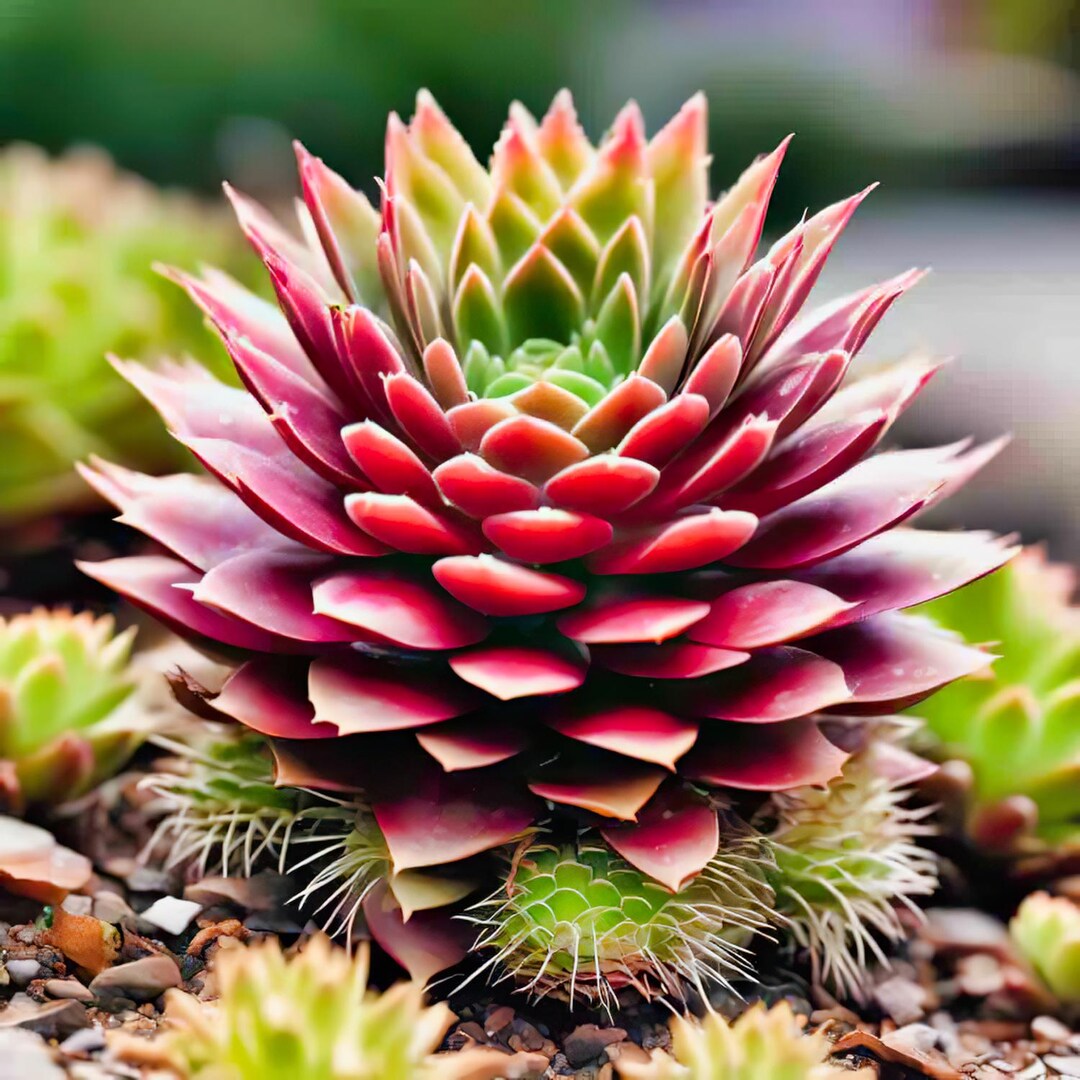 Radiant Tower Sempervivum Succulent - Jewel Collection Botanical Art ...