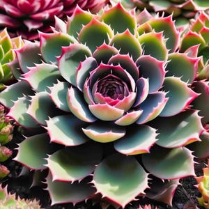 Colorful Jewel Sempervivum Succulent - Vibrant Botanical Art for Home ...
