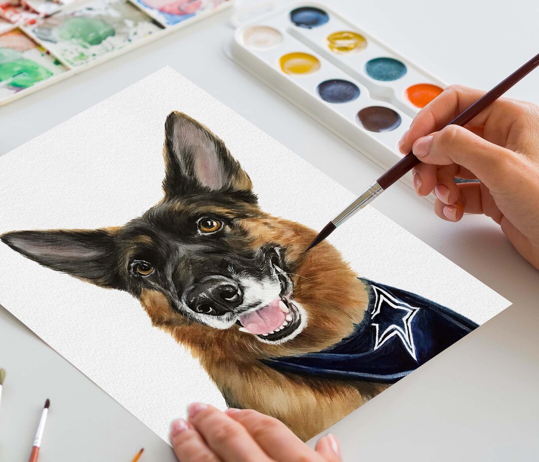Custom Dog Painting From Your Photo, Original Hand Drawn Water Color ...