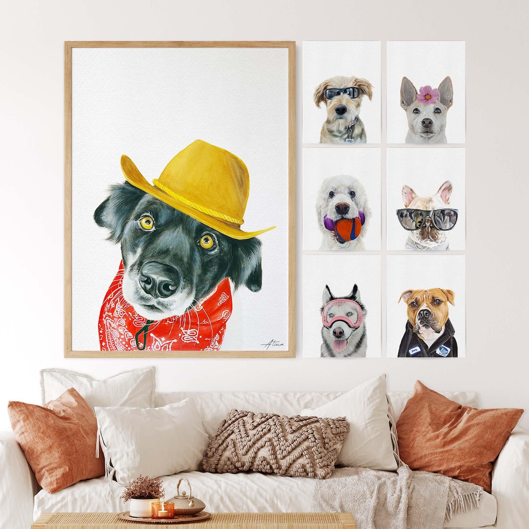 Hand-painted Dog Drawing From Your Photo, Original Hand Painted Water ...