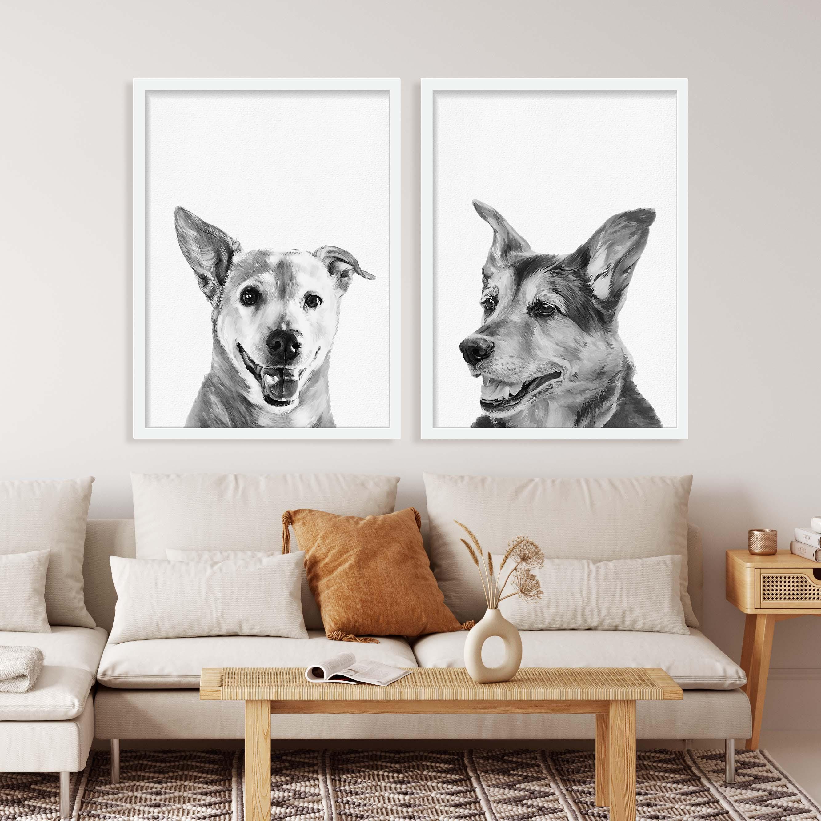 Unique Black and White Rendering From Dog Photo, Original Hand Drawn ...