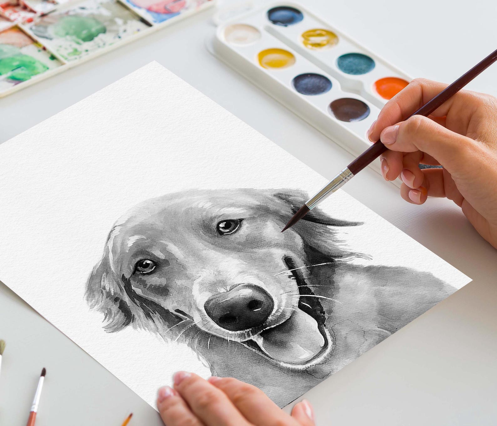 Personalized Black & White Painting From Your Photo, 100% Hand Made ...