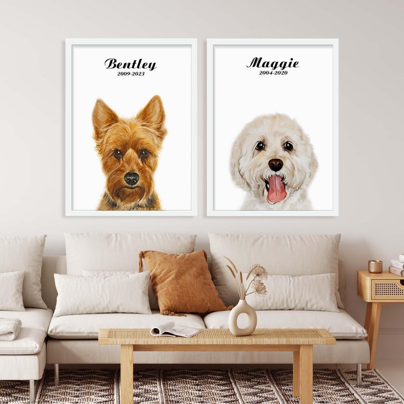 Custom Made in Memoriam Artwork From Dog Photo, Original Hand Painted ...