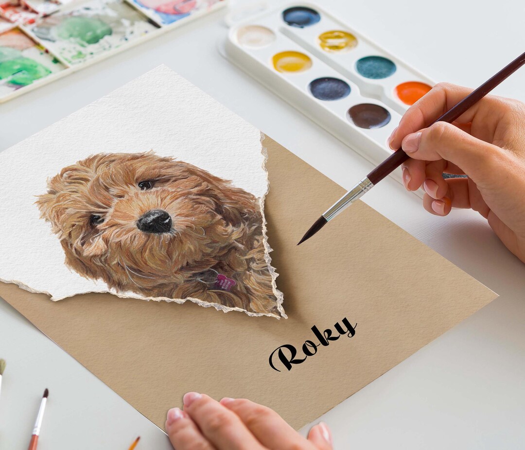 Bespoke Drawing From Dog Photo, 100% Hand Drawn Watercolor Cat Portrait ...