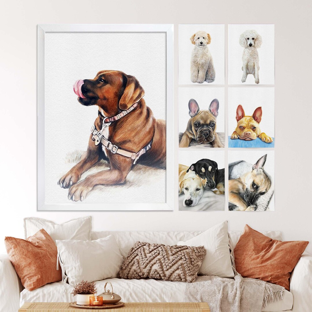 Bespoke Full Body Rendering From Dog Photo, Unique Hand Drawn ...