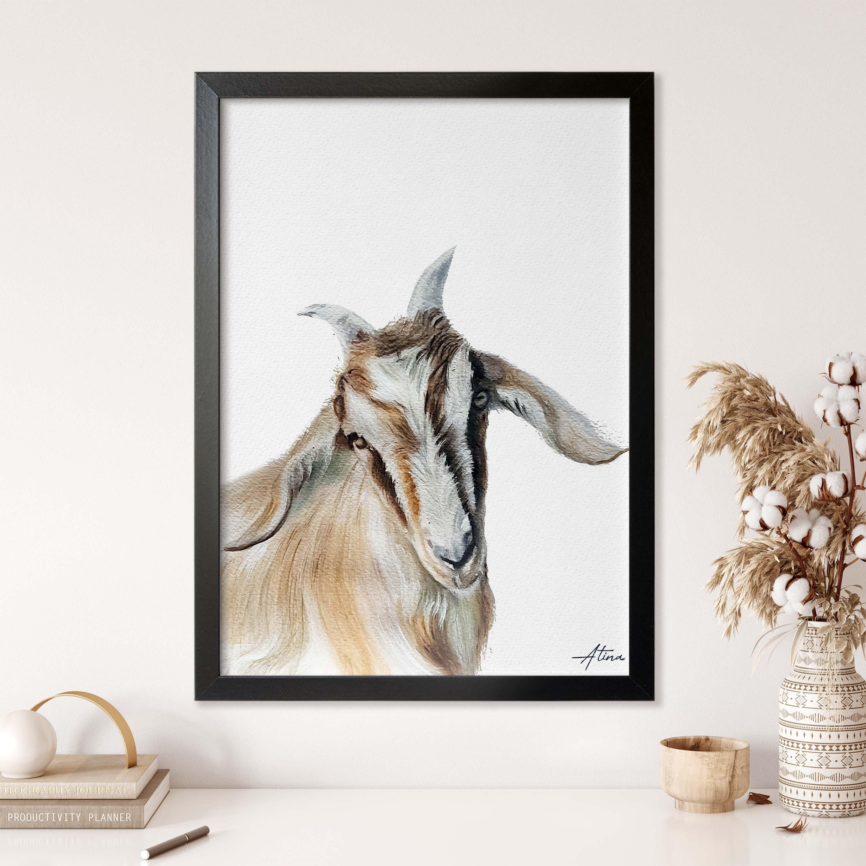 Customized Rendering From Goat Photo, Painting by Hand Watercolor Pet ...
