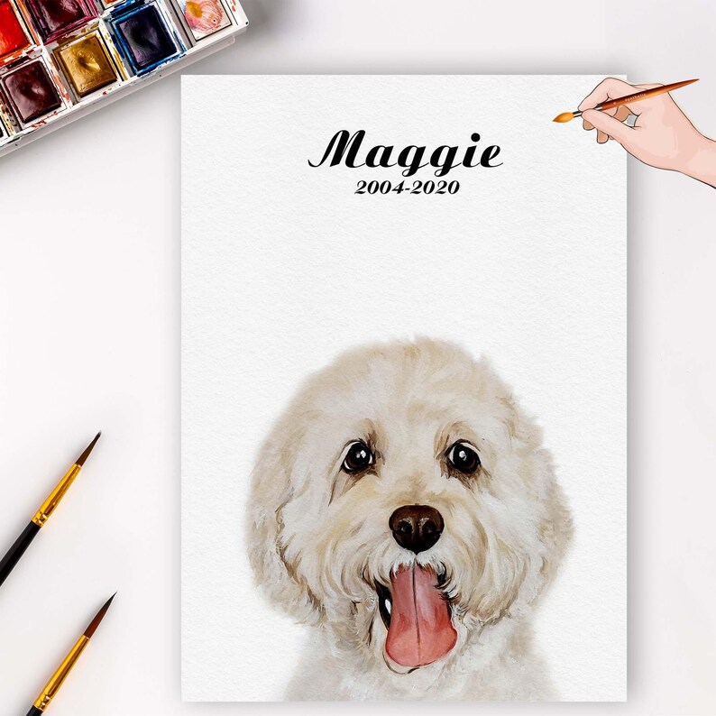 Custom Made in Memoriam Artwork From Dog Photo, Original Hand Painted ...