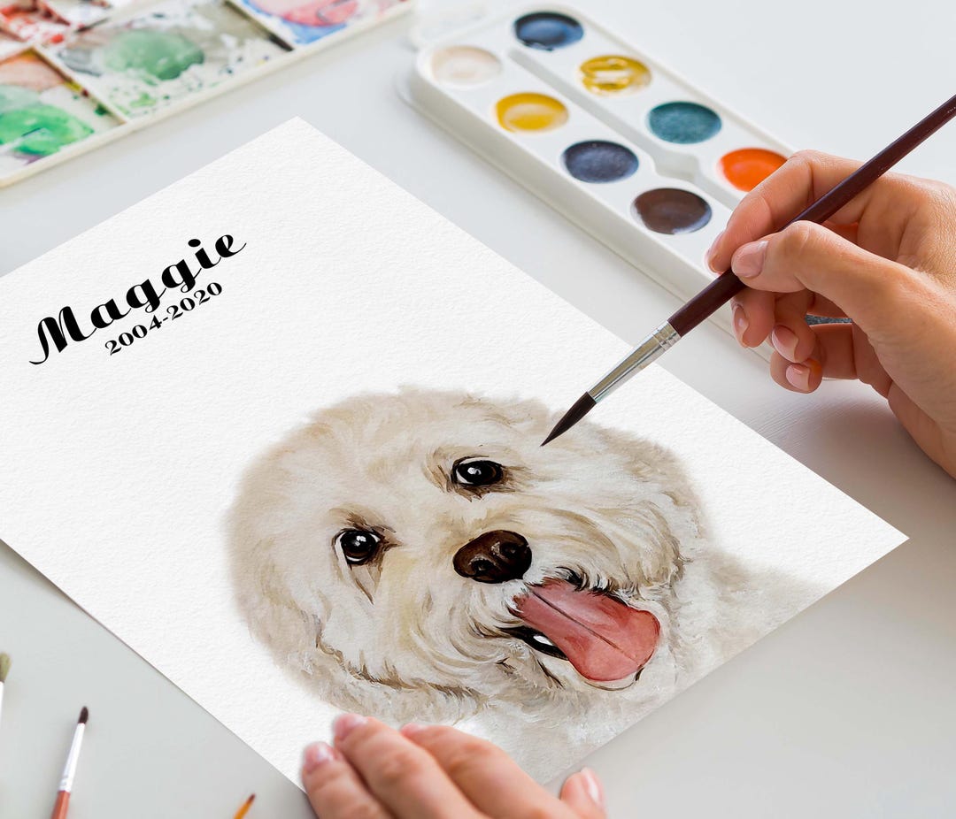 Custom Made in Memoriam Artwork From Dog Photo, Original Hand Painted ...