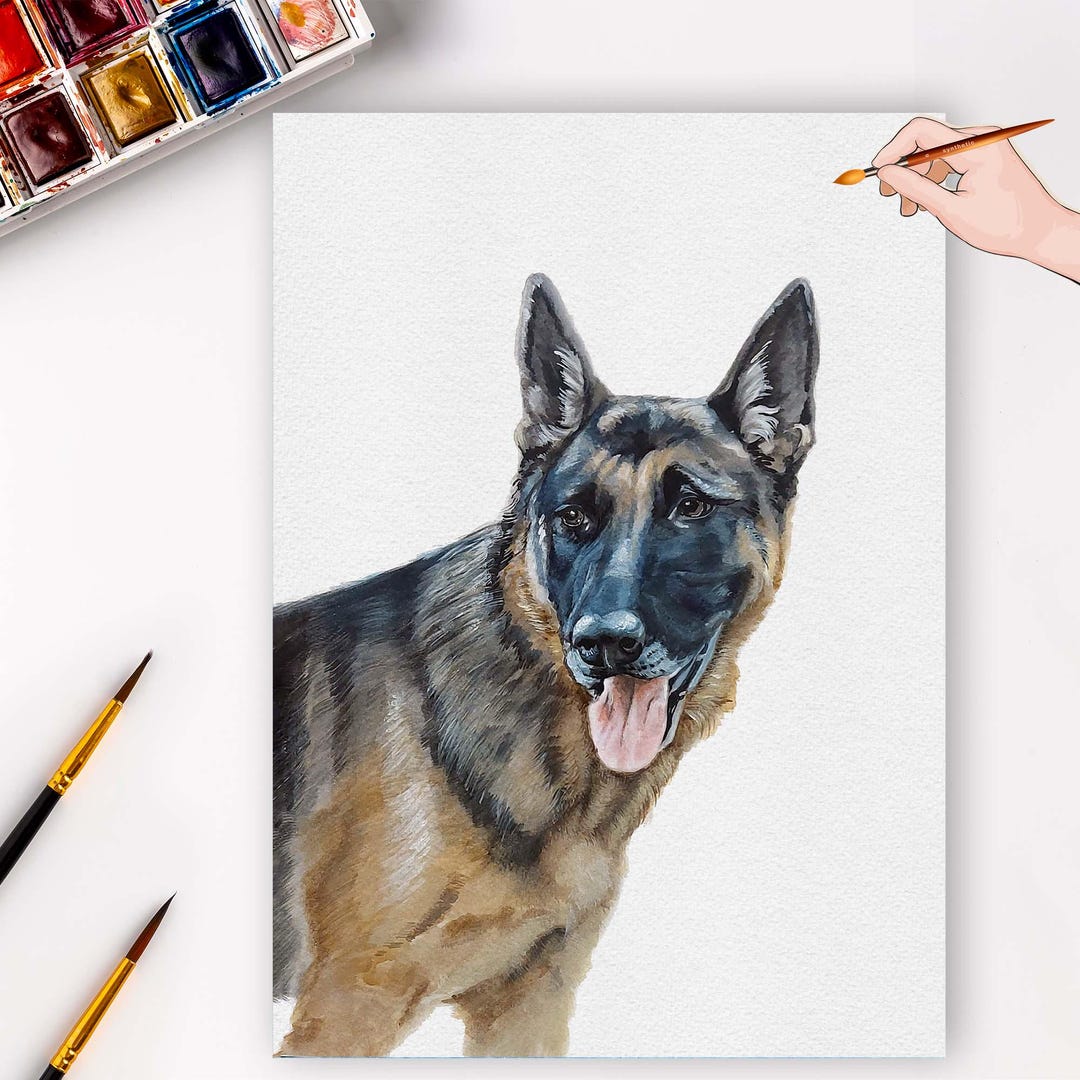 Custom-made Rendering From Dog Photo, Painting by Hand Water Color Pet ...
