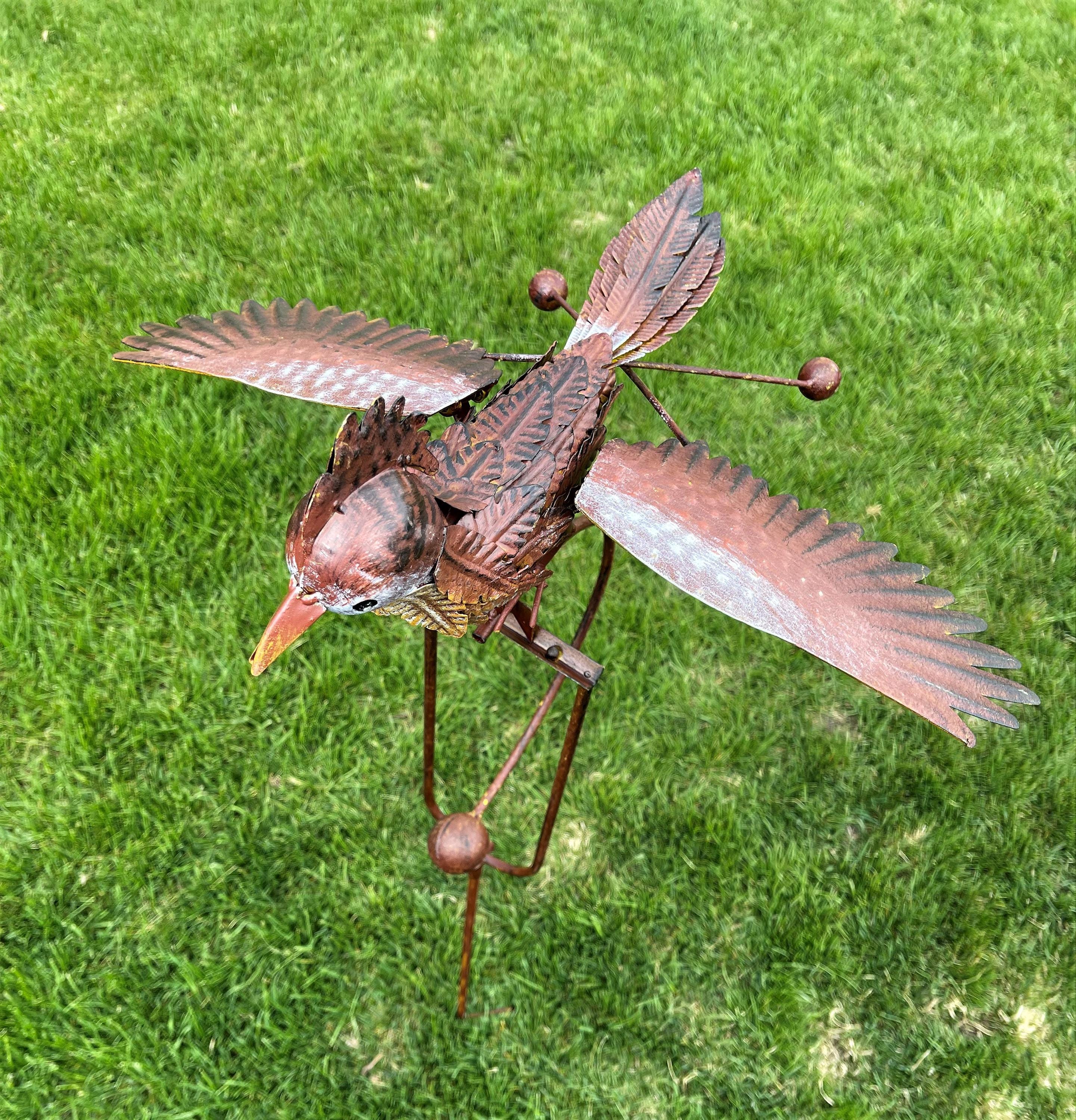 Kinetic Metal Roadrunner Road Runner Bird Yard Stake Wind Spinner ...