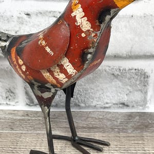 Rustic Repurposed Recycled Vintage Scrap Metal Red Bird Statue Home ...