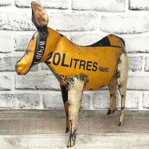 15" Rustic Repurposed Recycled Yellow Vintage Scrap Metal Donkey Mule ...
