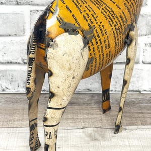 15" Rustic Repurposed Recycled Yellow Vintage Scrap Metal Donkey Mule ...